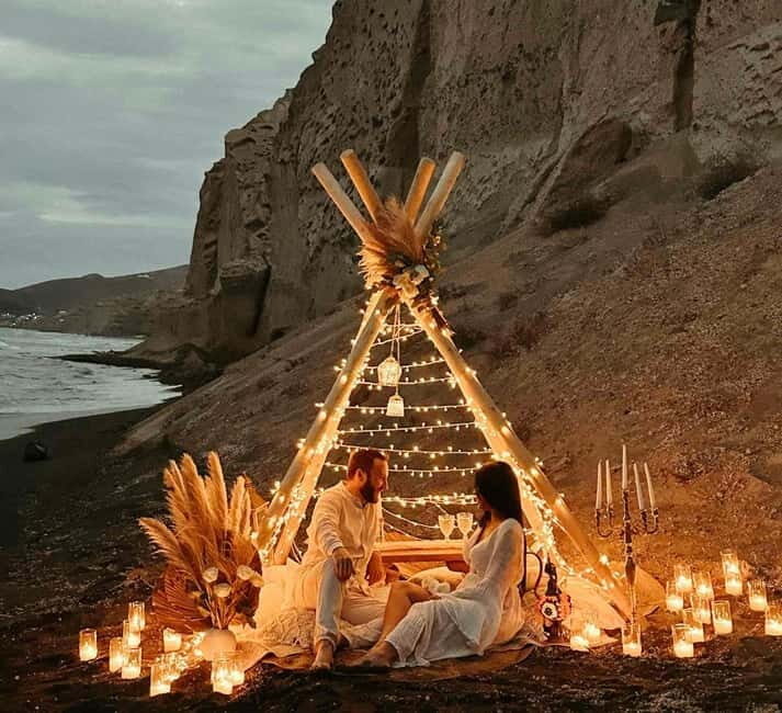 Santorini: Vlychada Beach Boho Proposal with Wooden Tent - What’s Included and What to Expect