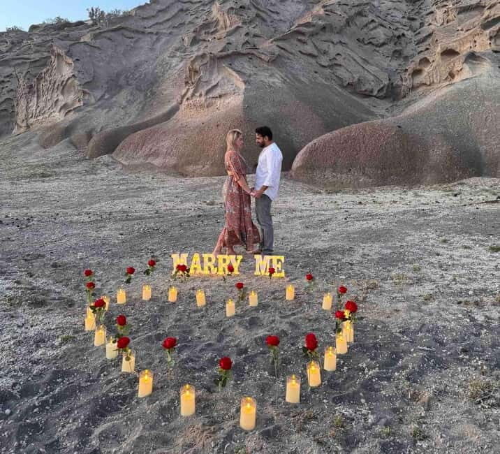 Santorini: Vlychada Beach Romantic Proposal Package - Key Points
