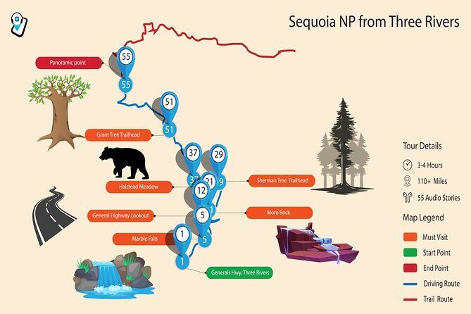 Sequoia & Kings Canyon NP Self-Guided Driving Audio Tour - Key Points
