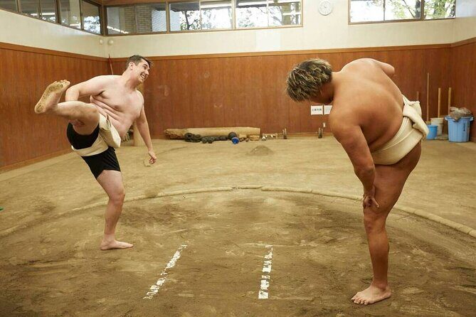 Sumo Training with Mawashi Wearing Photoshoot - Authenticity and Cultural Insight