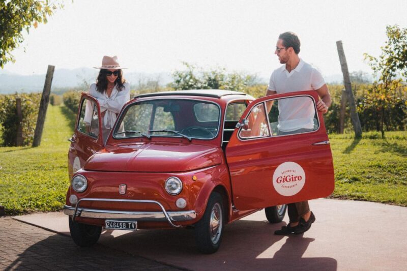 Valdobbiadene: Prosecco hills with the vintage 500 - Setting Off from Cantina Adami