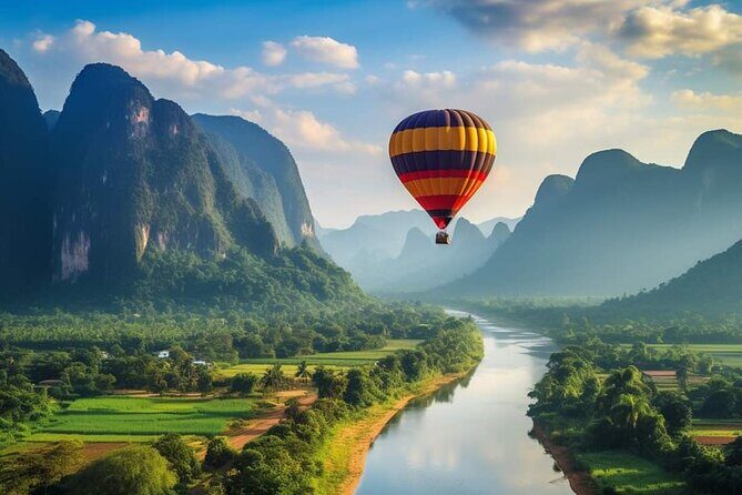 Vang vieng Shared Tour:Longtail boat,Hot Air Balloon,pick-up - Key Points