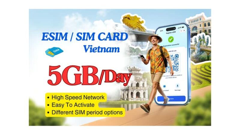 Vietnam: SIM CARD & ESIM With Mobile Data 5GB/Day - Key Points