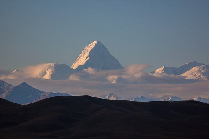 View to Khan Tengri peak, Charyn canyons and spruce forest - Key Points