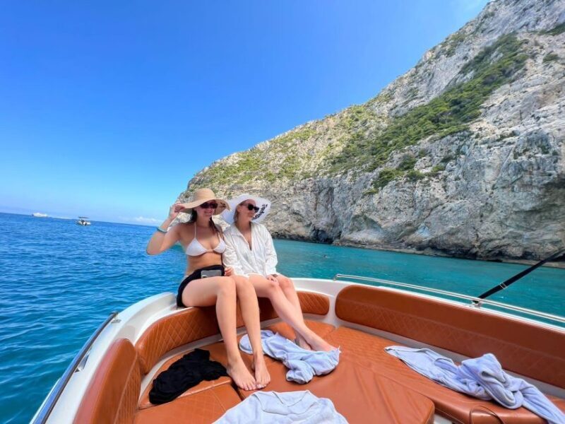 Zante Private Cruise to Shipwreck Beach & Blue Caves (max 9) - Comfortable, Modern Boat with Thoughtful Amenities